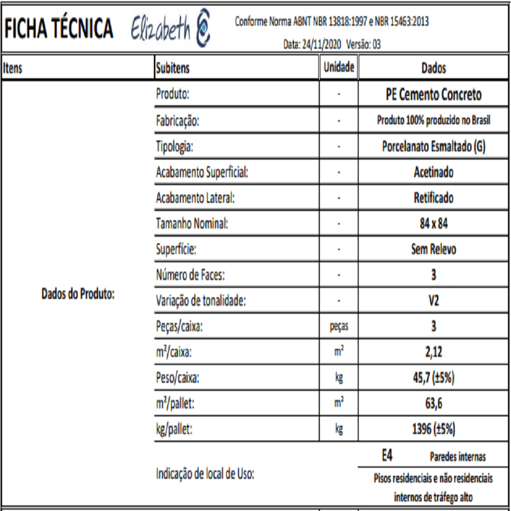 Porcelanato Cemento Concreto 84X84 Esmaltado CX 1,41 Elizabeth - lojasepa