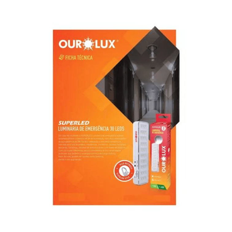 LUMINARIA 01986 EMERGENCIA 30 LEDS 2W S/ALCA OUROLUX - lojasepa