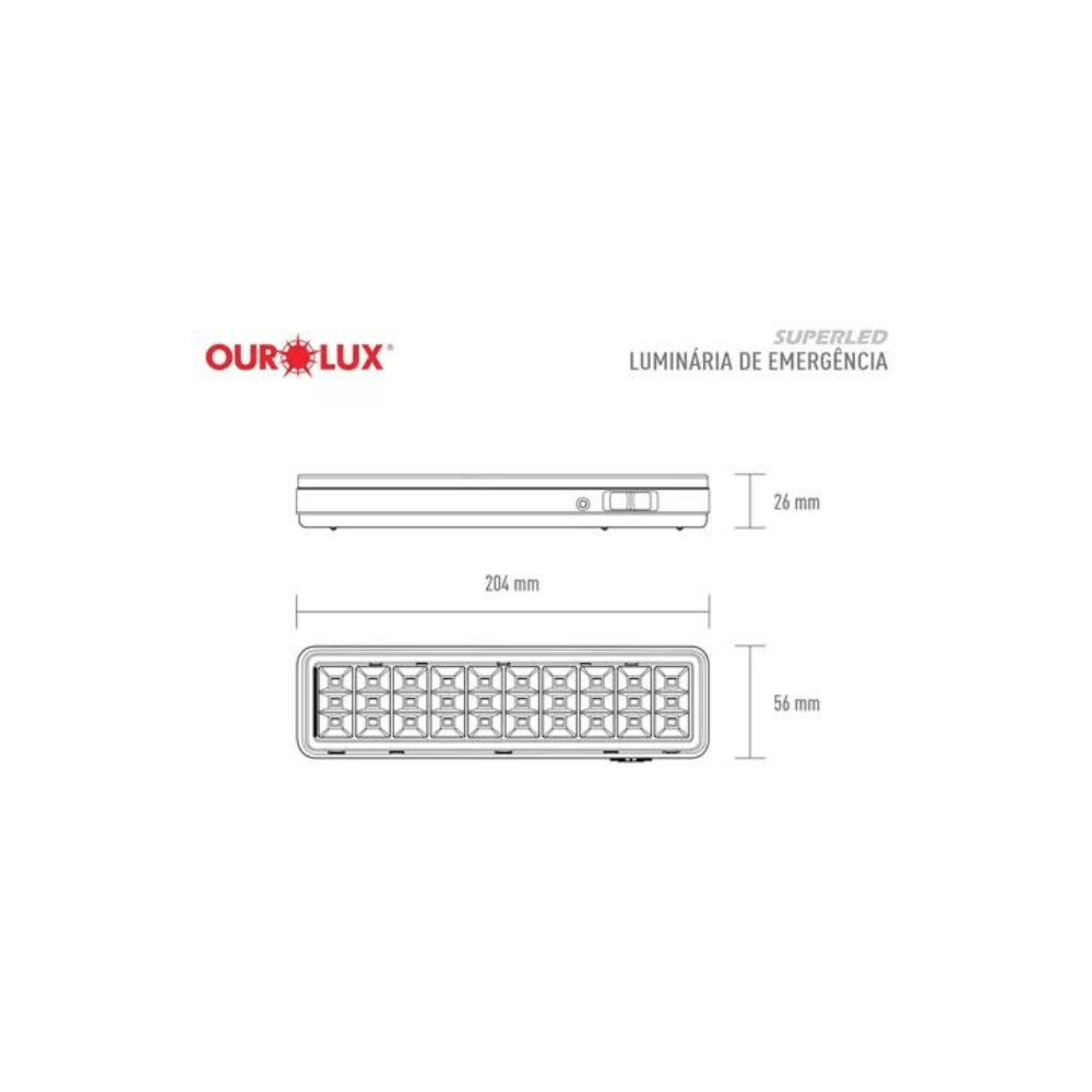 LUMINARIA 01986 EMERGENCIA 30 LEDS 2W S/ALCA OUROLUX - lojasepa