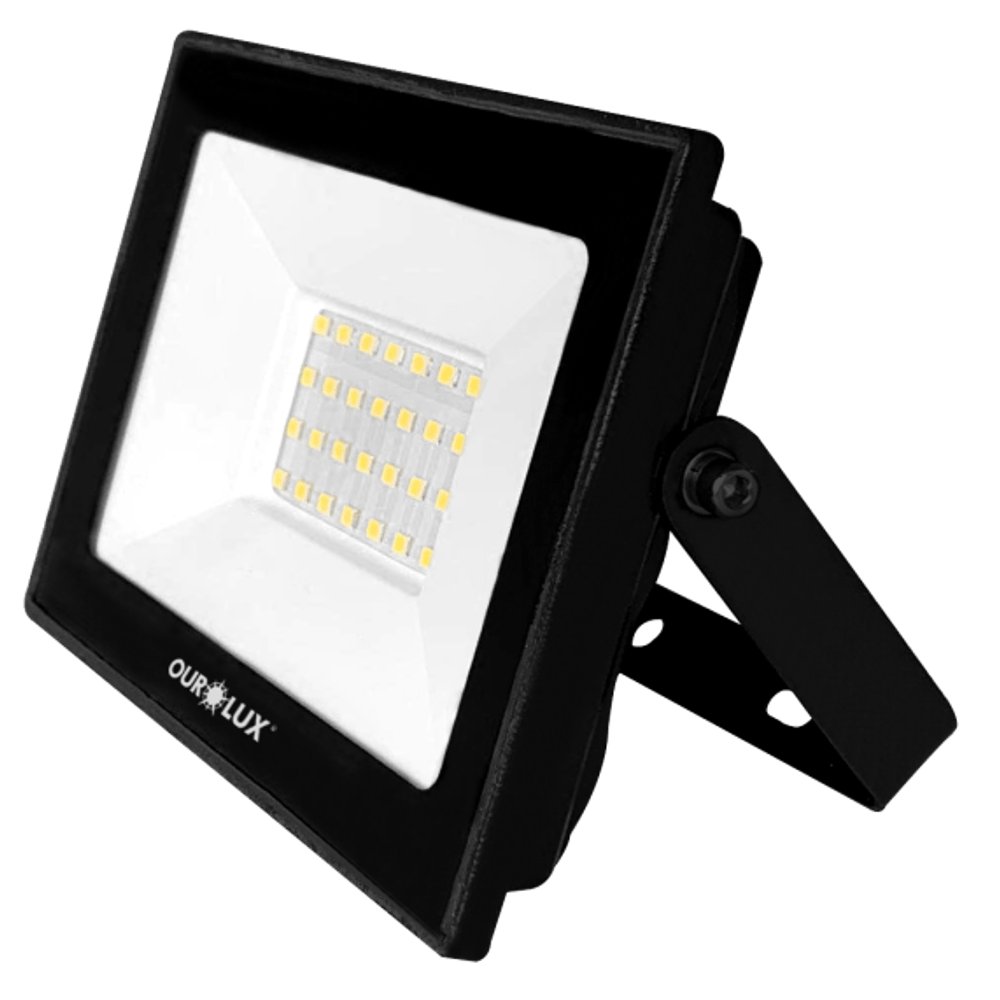 PROJETOR PRETO 30W 6500K OUROLUX - lojasepa